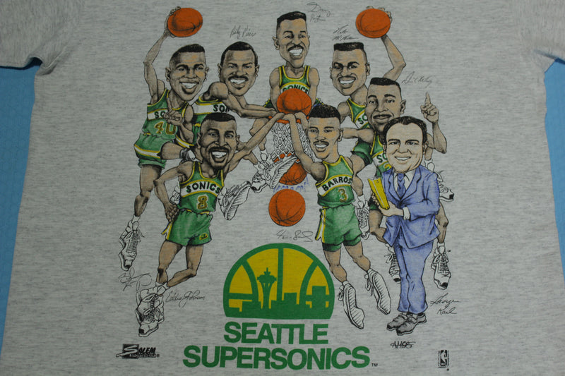 Seattle SuperSonics Caricature Vintage 90's Salem Sportswear Double Dr ...