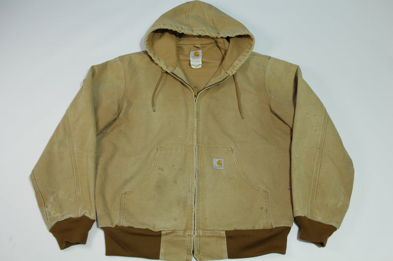 Carhartt J131 BRN Thermal Lined Canvas Made in USA Hooded Work Jacket ...