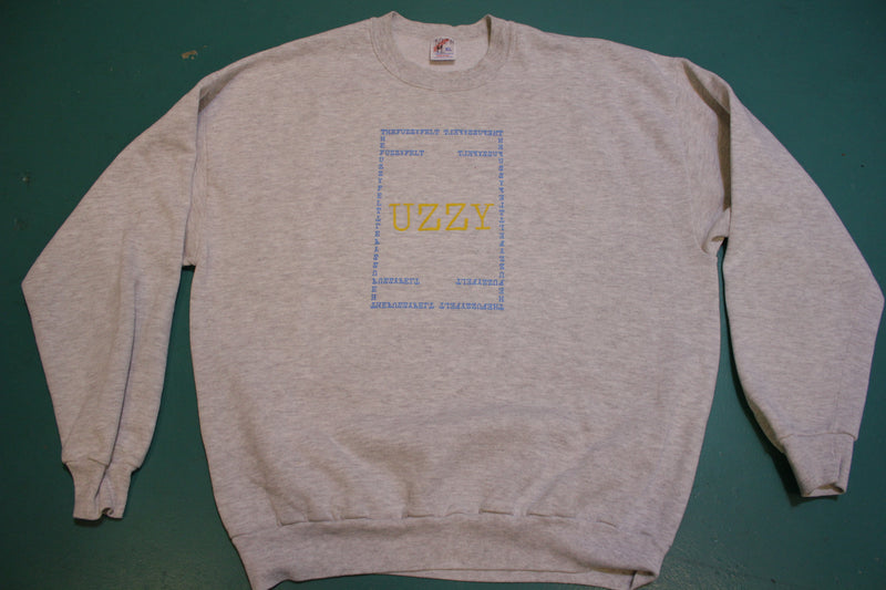 "UZZY" Fuzzy Felt Custom Hand Printed Logo On Authentic Vintage Sweats ...