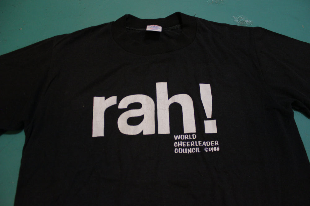 Rah World Cheerleader Council 1986 Black Single Stitch 80s Jerzees T-S ...