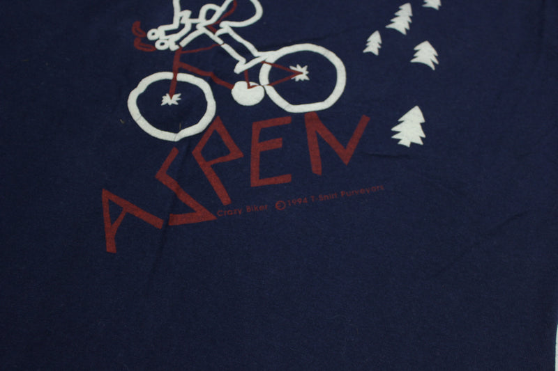 Aspen Colorado Crazy Mountain Biker Vintage 90's Oneita Single Stitch ...