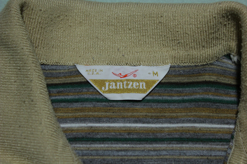 Jantzen Made in USA 1980's White Gold Tag Polo Golf Tennis Shirt – The ...